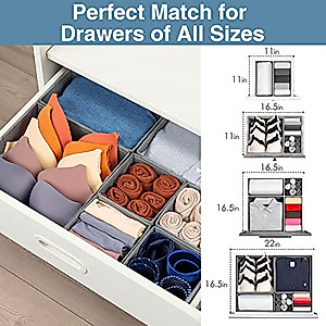 Criusia Drawer Organizer Clothes, 8 Pack Underwear Drawer Organizer, Foldable Closet Organizers and Storage Dresser Drawer Dividers for Clothes, Socks, Scarves, Ties (Gray)