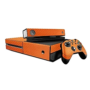 3D Carbon Fiber Orange - Air Release Vinyl Decal Mod Skin Kit by System Skins - Compatible with Microsoft Xbox One (XB1)