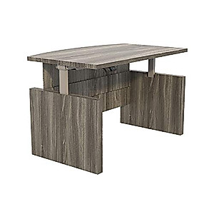 Safco Products ABDH7242LGS Aberdeen­ 72" Bow Front Base Height-Adjustable Desk, Gray Steel Laminate