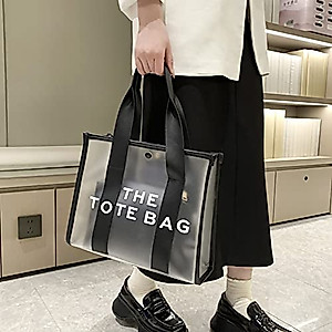 Tote Bags For Women Fashion Clear Shoulder Crossbody Bag Purse Transparent Tote Handbag Top Button For Travel Shopping Dating