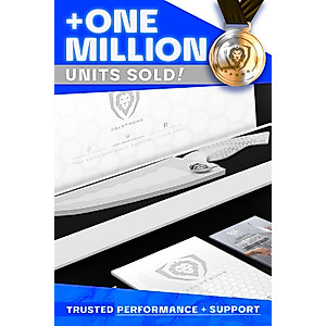 DALSTRONG Chef Knife - 8 inch - Frost Fire Series - High-Chromium 10CR15MOV Stainless Steel - Sand Blasted Frosted Finish Kitchen Knife - White Honeycomb Handle - Sheath - Chef's Knife - NSF Certified