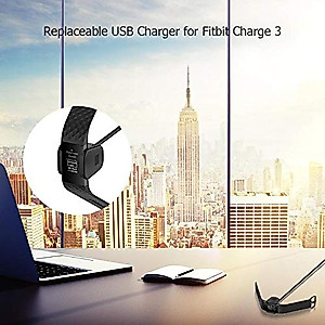 [2-Pack] Charger Cable Compatible with Fitbit Charge 3/Charge 4, Replacement USB Charging Cradle Dock Stand Cable for Smart Watch Fitbit Charge 3/Charge 4(3.3 ft/1.6ft)