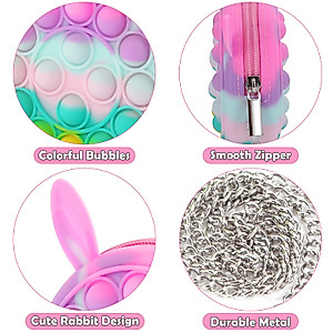 Pop It Purse Pop It Bag Kids Gifts Pop Purse Fidgets Toys Pop It Purse for Girls Pop Fidget Purse Mini Rabbit Shoulder Bag (Macaron)