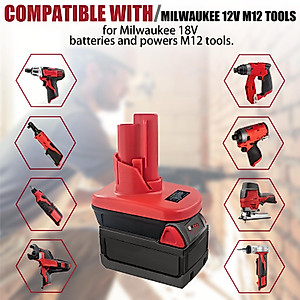 TPDL Battery Adapter for Milwaukee 18V M18 to 12V M12 Tool Use, for Milwaukee 18V Battery Convert to 12V Tools Adapter- ML18M12 Adaptor (Adapter Only)