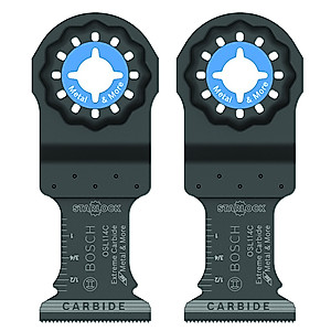 BOSCH OSL114C-2 2-Pack 1-1/4 In. Starlock Oscillating Multi Tool Metal & More Carbide Plunge Cut Blades for Cutting Iron Bar, Metal, Wood with Nails, Drywall and Tile