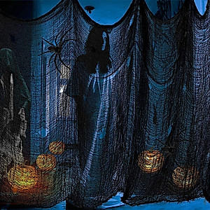 Halloween Creepy Cloth, Scary Gauze Cloth Spooky Giant (80 x 400 in.) Cheese Cloth Tapestry for Halloween Party Supplies Decorations Outdoor Yard Home Wall Decor, Black