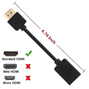 VCE 2-Pack HDMI 90 Degree and 270 Degree Right Angle Male to Female Adapter Bundle with HDMI Swivel Adapter Male to Female HDMI Extension for Google Chrome Cast, Roku Streaming Stick