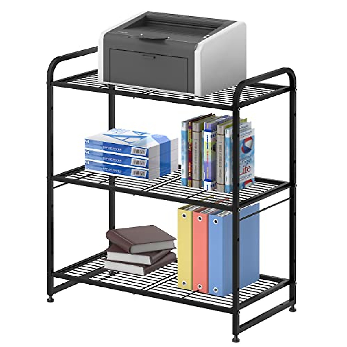 Simple Trending 3-Tier Stackable Wire Shelving Unit Storage Rack, Expandable & Adjustable Kitchen Storage Cabinet Shelf Organizer, Black