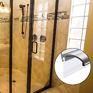 2 Roll Shower Bottom Door Strip Seal Clear Shower Door Seal Silicone RV Shower Door Bottom Seal Shower Door Sweep Replacement Parts for Bathroom Kitchen, 74 Inches In Total