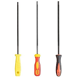SKZIRI Chainsaw File Set 3 Sizes 5/32, 7/32, 3/16 inch, Chainsaw Sharpener Set Tool Kit Chain Sharpening File Sharpening File Steel with Plastic Handle Round Files for Chainsaw Chain