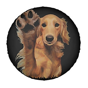 Golden Retriever High Five Tire Cover Universal Spare Wheel Covers Truck Trailer Accessories SUV RV Camper Protectors Weatherproof Dust-Proof 14 inch