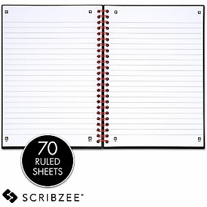 Black n' Red Twin Spiral Poly Cover Notebook, Medium, Black, 70 Ruled Sheets, Pack of 1 (C67009)