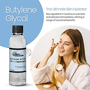 Butylene Glycol Cosmetic Grade (250 mL / 8.45 Oz), Organic Butylene Glycol Moisturizer for Skincare - Emollient Prevents Water Loss from Skin - Skin Care 1,3 Butylene Glycol by Talsen Chemicals
