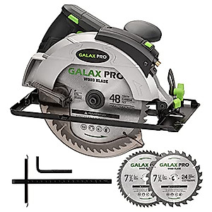 GALAX PRO 12A 5500RPM Corded Circular Saw with 7-1/4" Circular Saw Blade and Laser Guide Max Cutting Depth 2.45" (90°), 1.81" (45°) for Wood and Log Cutting