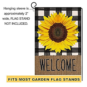 Spring Summer Sunflower Garden Flag 12x18 Vertical Double Sided Buffalo Floral Welcome Farmhouse Outdoor Decorations Burlap Yard Flag BW123