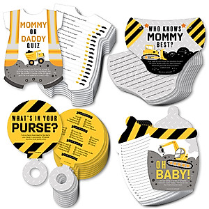 Big Dot of Happiness Dig It - Construction Party Zone - 4 Baby Shower Games - 10 Cards Each - Gamerific Bundle