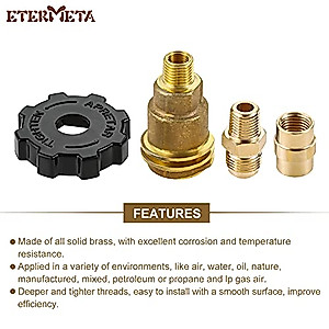 Etermeta 3 Pack QCC1 Nut Propane Tank Cylinder Adapter, Brass 1/4" x 1/4" NPT Male, 3/8" Flare x 1/4" Male Pipe, Thread Pipe Fitting for Disposable Bottle, 1b Propane Tanks, Camping Grill Stove