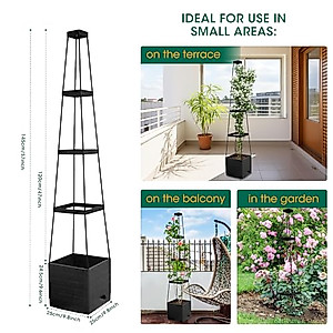 MQFORU 2Pack Tomato Planter Boxes with Trellis, 57" Self-Watering Tomato Planter for Climbing Vegetable and Plants, Raised Tomato Planter Boxes for Indoor Outdoor Patio Greenhouse Gardening