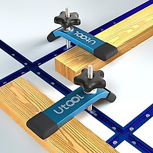 UTOOL 2 Pack T-Track Hold Down Clamps Kit, 6-1/3" L x 1-1/5" Width, Heavy Duty Anodized Clamps for Woodworking, Starlight Blue