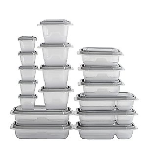 GoodCook EveryWare Set of 17 BPA-Free Plastic Food Storage Containers with Lids (34 Pieces Total), Clear/Grey