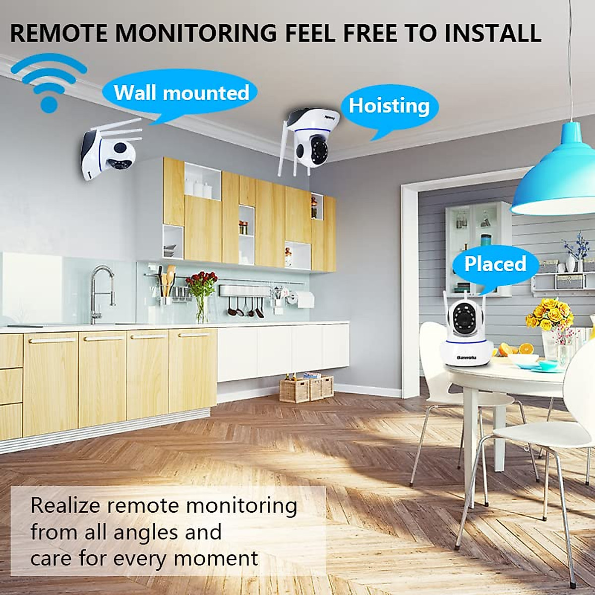 Bawofu IP Security Camera with 2 Way Audio 1080P Home Wireless Indoor, Support 2X Magnification & Free Motion Alerts Night Vision for Pet/Nanny Compatible SD Card up to 128G