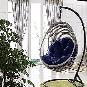 SEAHOME Hanging Basket Hanging Egg Chair Cushions,Indoor/Outdoor Swing Chair Cushion,Waterproof Soft Comfy Hammock Chair Seat Pads Back Cushion,Basket Chair Cushion for Patio Garden (Navy Blue)