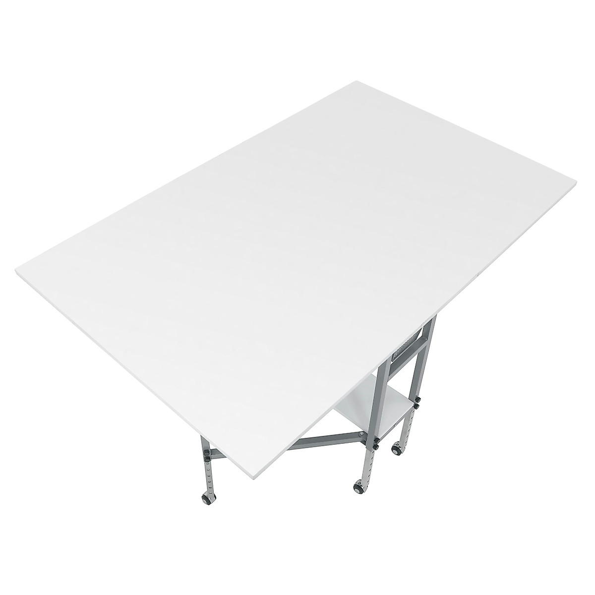 Studio Designs Sew Ready Mobile Height Adjustable Hobby and Craft Cutting Table with Drawers in Silver/White (13374)