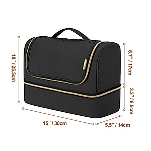 Yarwo Double-layer Storage Bag Compatible for Dyson Airwrap Multi-styler Complete and Attachments, Portable Travel Case with Hanging Hook for Hair Curler Accessories, Black (Bag Only, Patent Design)