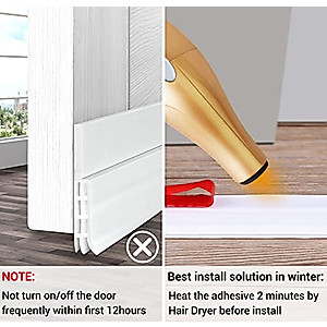 Ohuhu Door Draft Stopper Seal Strip, Door Sweep Under Door Weather Stripping Noise Blocker Gap Filler Bottom, Draft Guard Dust Wind Block for Garage Exterior Interior Doors (118"L x 2"W, White)