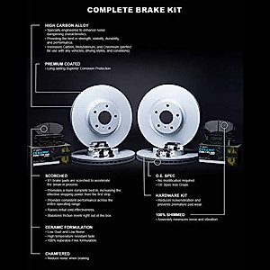 R1 Concepts Front Rear Brakes and Rotors Kit |Front Rear Brake pads| Brake Rotors and Pads| Euro Ceramic Brake Pads and Rotors| Hardware Kit|fits 2015-2022 Fiat 500X; Jeep Renegade