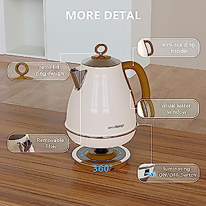 Evoloop 1.7L Electric Kettles, BPA Free Tea Kettle, Hot Water Boiler Heater, Stainless Steel Teapot, Auto Shut-Off & Boil-Dry Protection, 120V/1500W