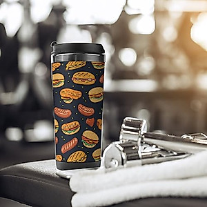 Hot Dogs Chicken Drumsticks Burgers Travel Coffee Mug Reusable Insulated Drinking Cup with Lid for Home Outdoor Works 13 Oz