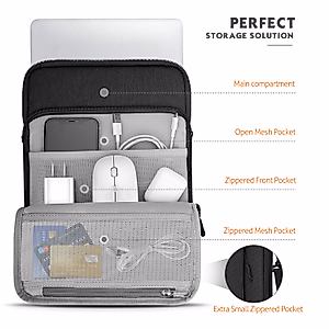 MoKo 12.9 Inch Tablet Sleeve Bag Carrying Case with Pockets Fits 13 Inch New iPad Pro M4 & Air M2 2024, iPad Pro 12.9 M2&M1, Surface Laptop Go 12.4", Galaxy Tab S8+/S9+ 12.4", Black & Gray