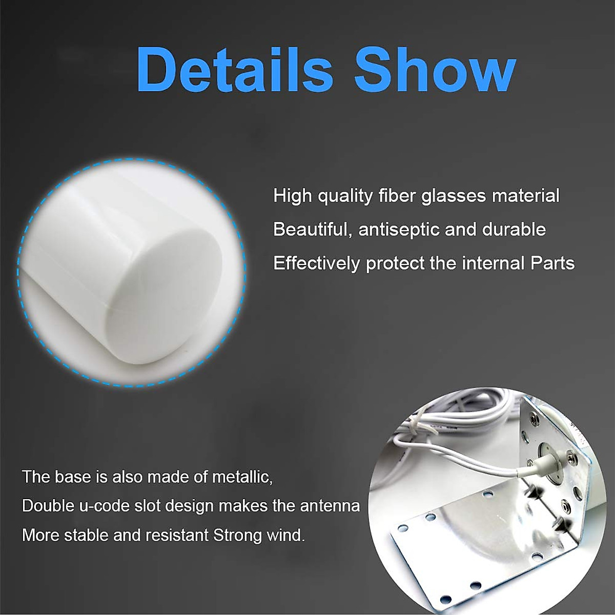 High Gain 10-12dBi Dual SMA Male 698-2700 MHz 3G/4G LTE Omni-Directional Outdoor Pole/Wall Mount Antenna for Mobile Cell Phone Signal Booster Cellular Amplifier 4G LTE Router Modem Gateway