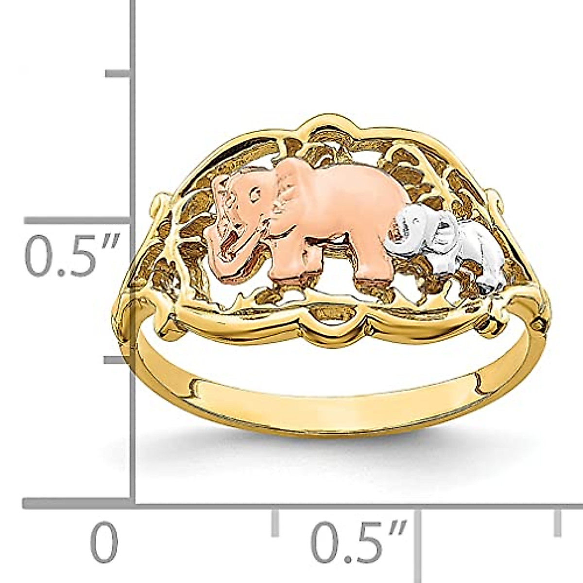 IceCarats 14K Two Tone Gold White Elephants Ring Size 7