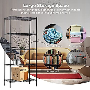 NChanmar 5-Tier Wire Shelving Unit Storage Shelves Metal Shelves 61"x24"x14" Metal Shelving Unit Heavy Duty Wire Rack Shelving NSF for Home Kitchen Bathroom Garage(Black)