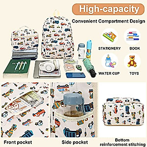 LOIDOU Kids Backpack Boys Preschool Kindergarten Elementary School Backpacks Construction School Bags BookBag Set with Lunch Box