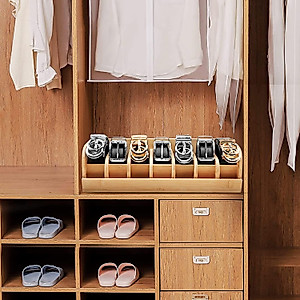 GREATSK Wood Belt Organizer Box,7 Grids Belt Rack, Belt Organizer for Closet and Drawer, Belt Storage Organizer and Displayer, Belt Organizer for Men Women (Natural Wood)