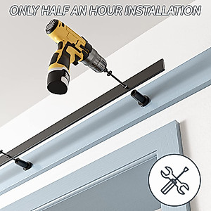 SKYSEN 6FT Barn Door Hardware Kit, Sliding Barn Door Hardware Kit, Barn Door Track, Combination Track- Smooth and Quiet- Easy to Install- Manual Included- Lite Version- Black (J-Lite-5)