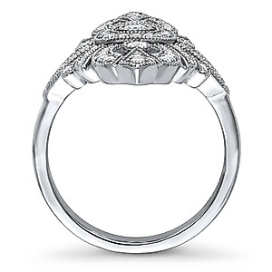 BERRICLE Sterling Silver Navette Cubic Zirconia CZ Statement Art Deco Cocktail Fashion Ring for Women, Rhodium Plated Size 10