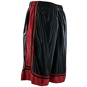 ChoiceApparel Mens Two Tone Training/Basketball Shorts with Pockets (S up to 4XL) (4XL, Zipper-Black/Red)