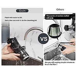 Cold Press Juicer, Qvin Slow Masticating Juicer Machines with Big Wide Chute, Nutrient Electric juicer machines Vegetable And Fruit, slow Juicer Machine BPA-Free, Easy to Clean，extractor de jugos y vegetales