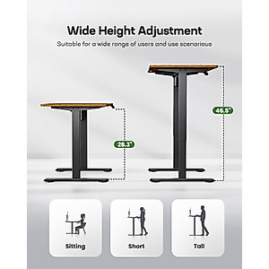 Marsail Electric Standing Desk with LED Lights, 48x24 Inch Adjustable Height Sit Stand up Desk for Home Office Furniture Computer Desk with 3 Memory Presets, Headphone Hook