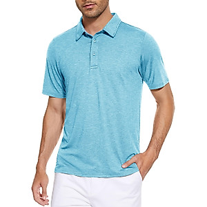 Polo Shirts for Men Short Sleeve Shirts Golf Shirts for Men Casual Shirts Summer T-Shirts Work Shirts for Men Quick Dry Shirts Outdoor Polo Shirt Water Blue