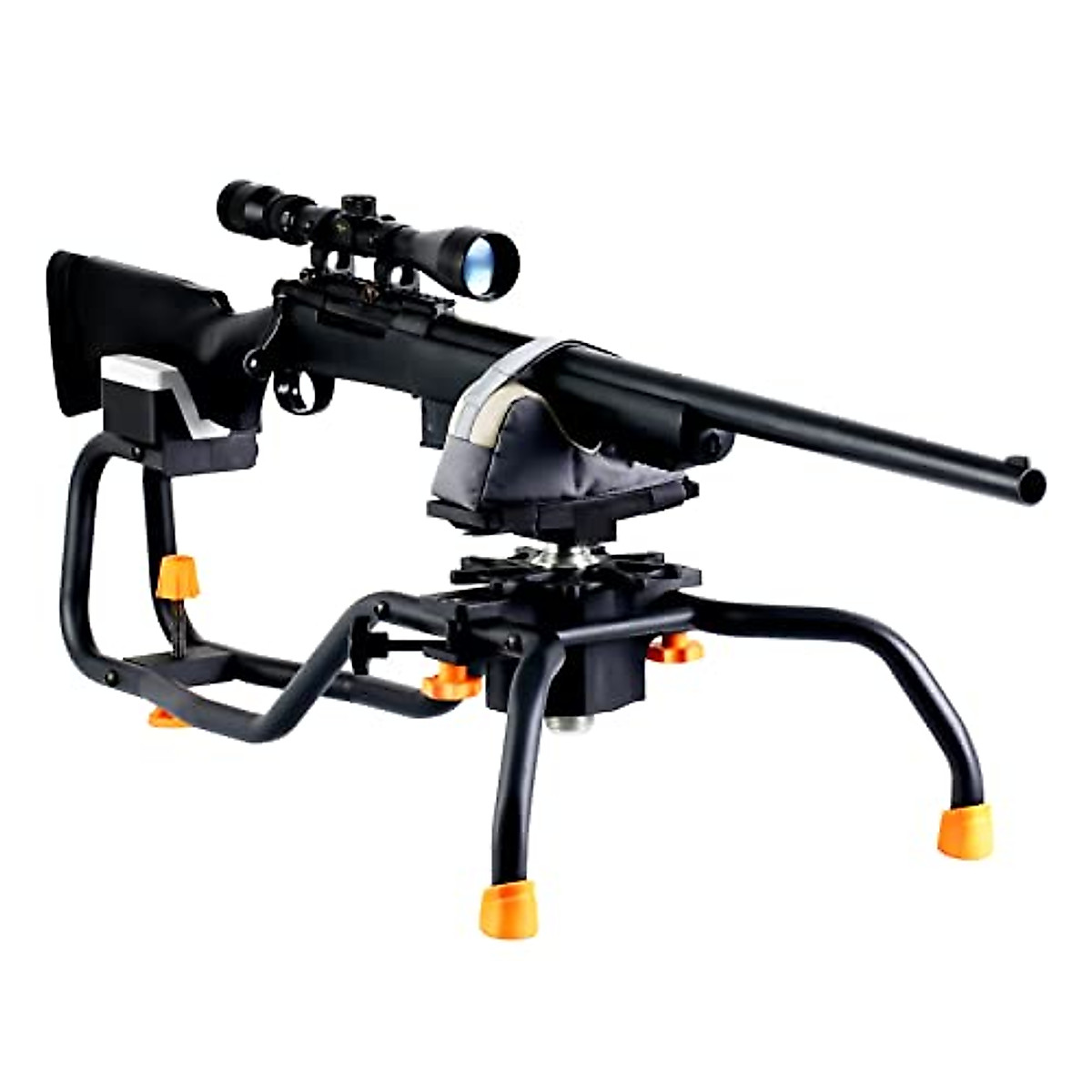 PORMUCAL Adjustable Ambidextrous Rifle Hunting Shooting Rest for Outdoor Range with Deluxe Universal Front Rest Bag