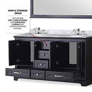 Bell+Modern Tybee 60 in. W x 22 in. D Espresso Double Bath Vanity, Carrara Marble Top and 58 in. Mirror