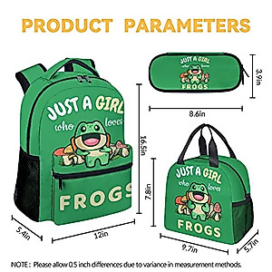 CUNEXTTIME Frog Backpack with Lunch Box And Pencil Case, Set of 3 Cute Bookbag for Girls Boys, Lightweight Large Capacity School Bag