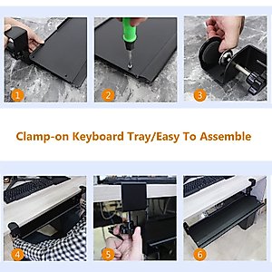 IBOWZ Keyboard Drawer Tray Sliding Keyboard Shelf Keyboard Platforms - Under Desk Keyboard Tray Clamp On,Ergonomic Desk Extender Wrist Rest,Support The Wrist to Relieve Hand Fatigue/Black/60Cm