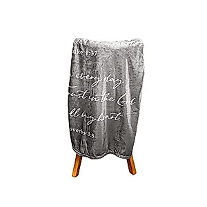 Double Creek Lightweight Scripture Throw Blanket Inspirational Verses Philippians 4:13, Luke 1:37, Proverbs 3:5, Comfort Blanket 50"x 60" Get Well Gift Men Women
