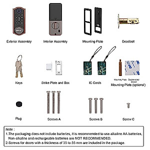Smart Fingerprint Door Lock with Deadbolt, ERAY 5-in-1 Keyless Entry Door Lock with APP, Fingerprint, Keypad Code, Keys and Fobs, Front Door Locks Set for Interior Home Security Hotel Apartment